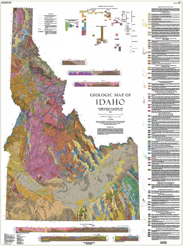 Geologic Map of Idaho – The Natural Resources Map & Bookstore
