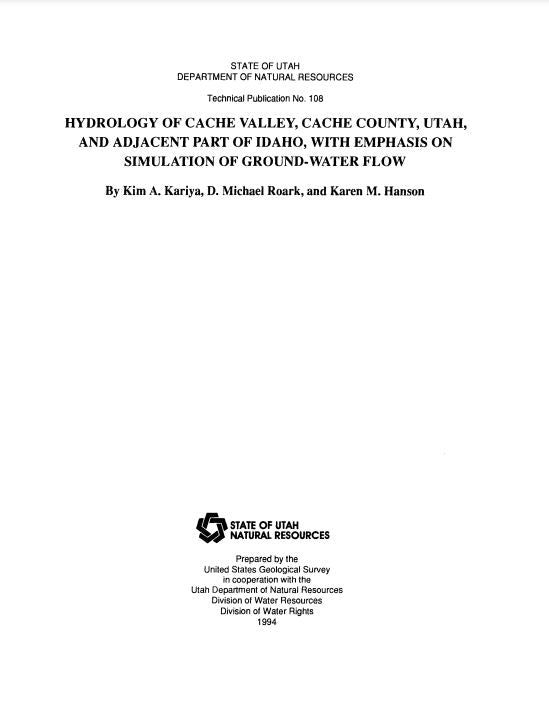 Hydrology of Cache Valley, Cache County, Utah, and adjacent part of Id ...