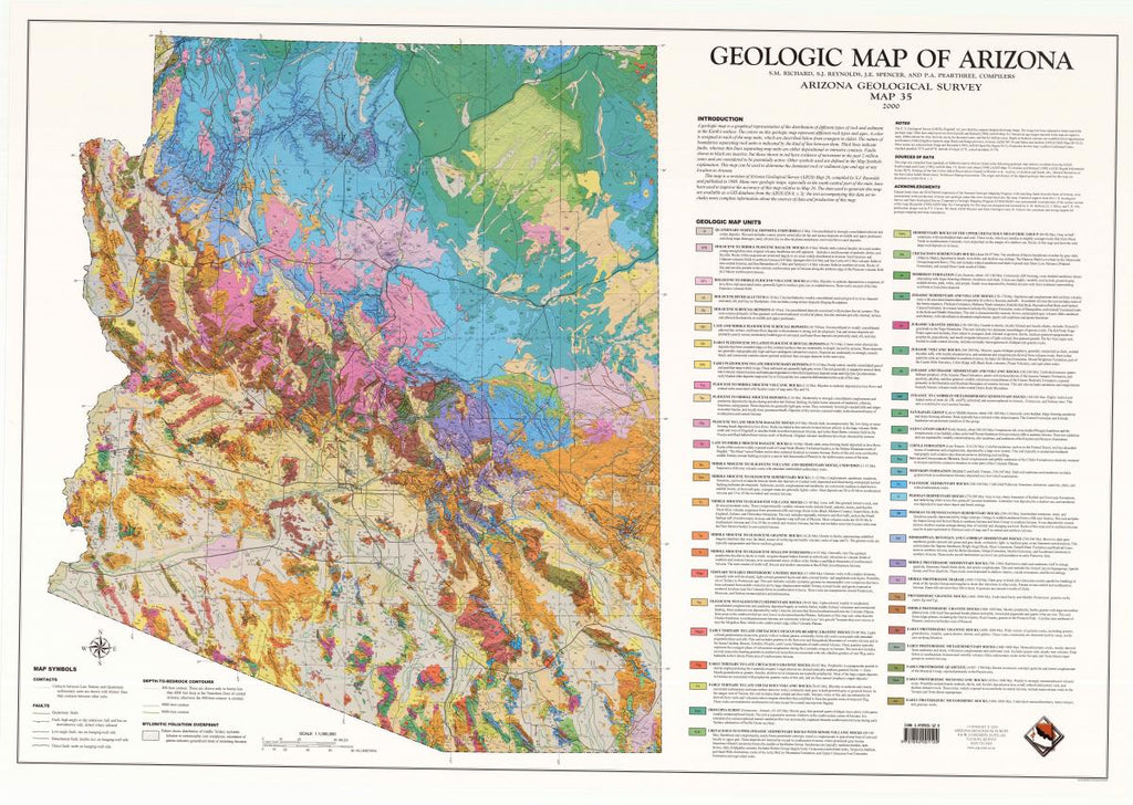 Geologic Highway Map of Arizona – Natural Resources Map & Bookstore