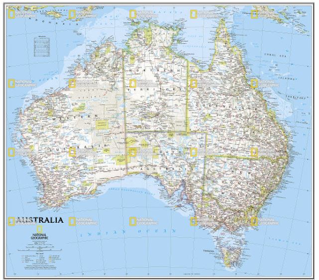Australia Classic Wall Map – The Natural Resources Map & Bookstore